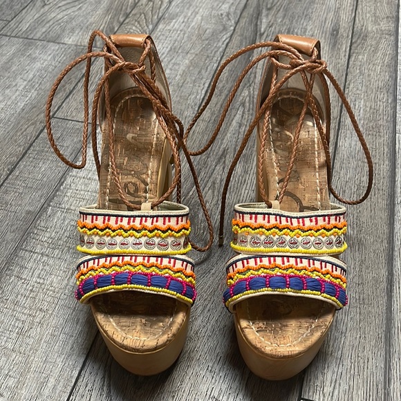Sam Edelman | Shoes | Sam Edelman Wooden Multi Colored Platforms | Poshmark